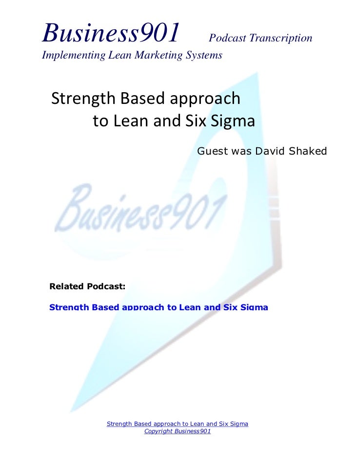 Strength Based Lean Six Sigma
