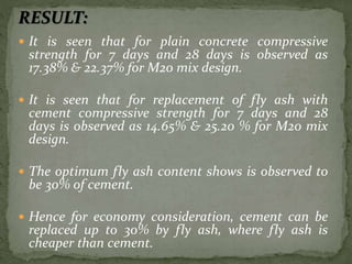 Strength characteristics of flyash concrete | PPTX