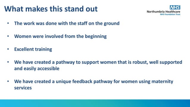 Northumbria Healthcare Trust- Introducing a birth reflection pathway in ...