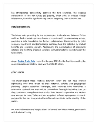 STRENGTHENING BONDS THE IMPORT-EXPORT TRADE RELATIONS BETWEEN TURKEY ...