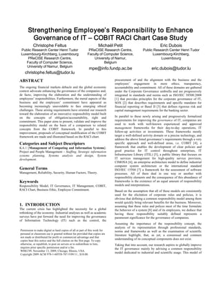 Strengthening employee’s responsibility to enhance governance of it ...
