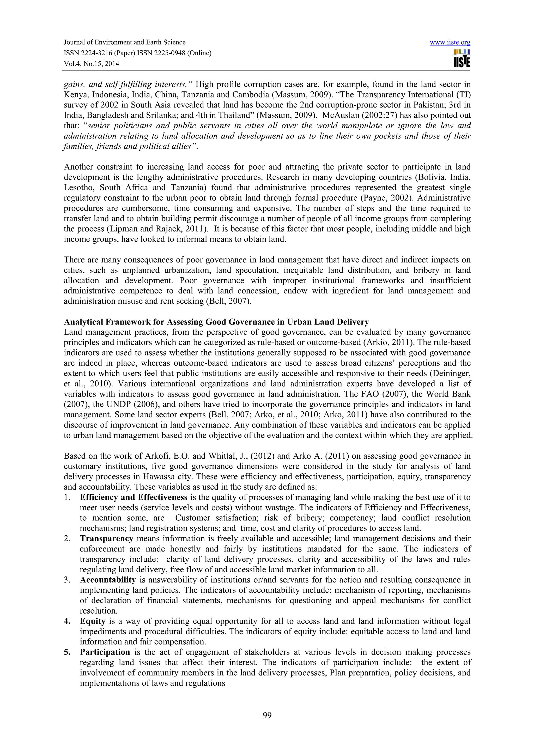 Strengthening good governance in urban land management in ethiopia | PDF