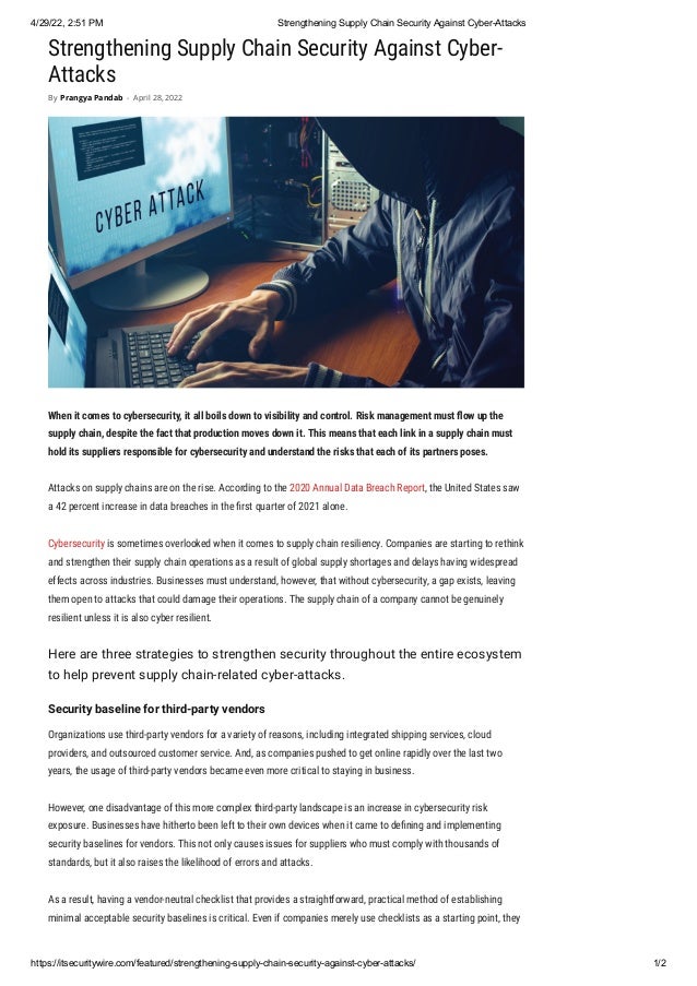 Strengthening Supply Chain Security Against Cyber Attacks Pdf