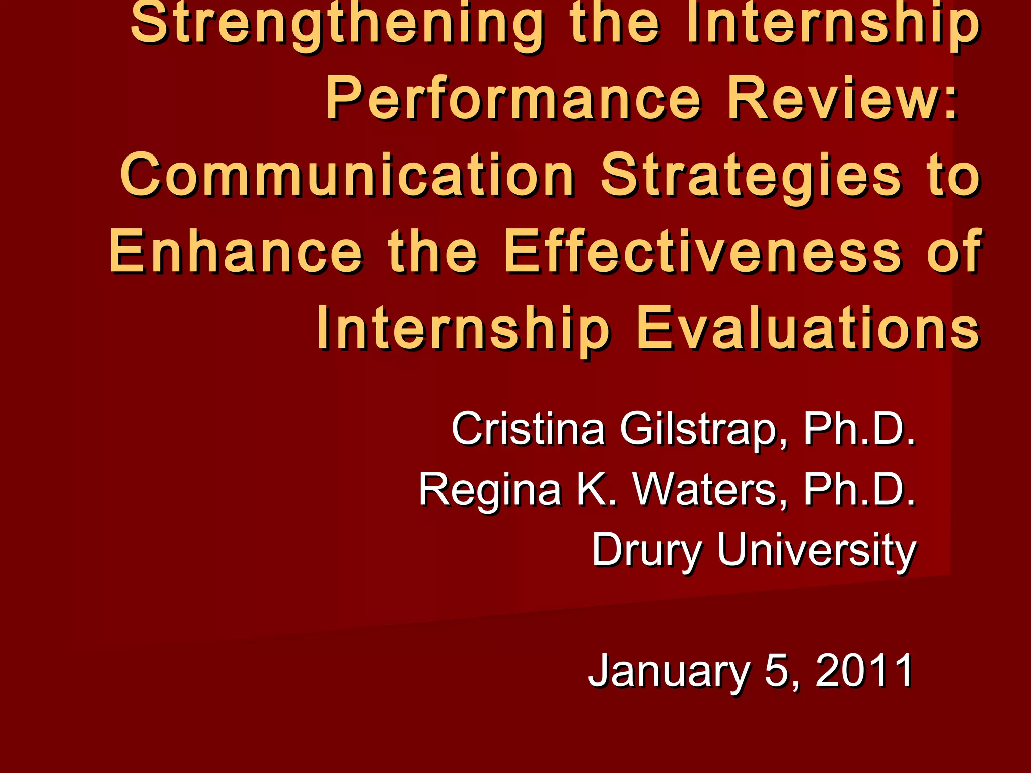 Strengthening the internship performance review for slideshare | PPT ...