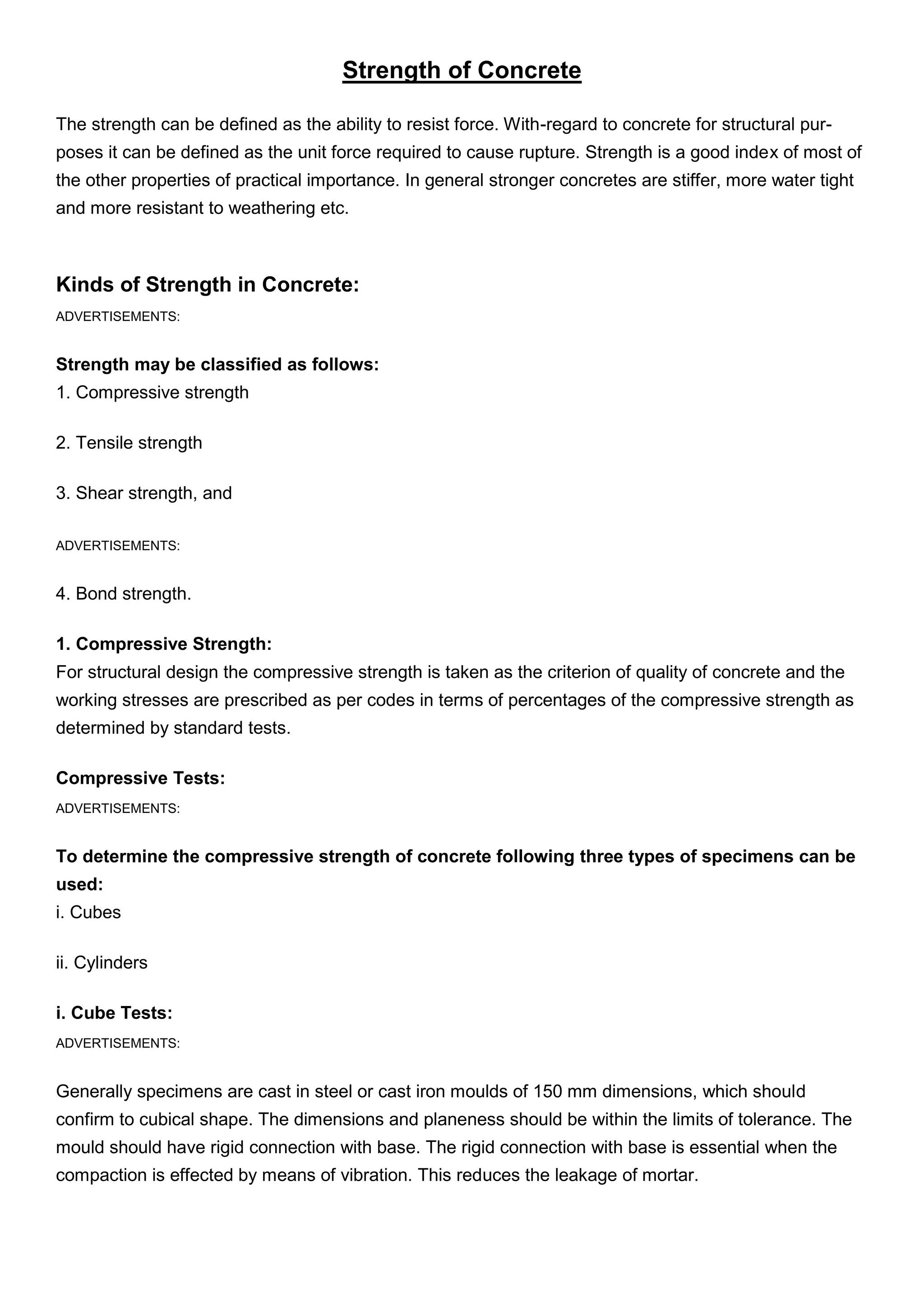 Strength of concrete | PDF