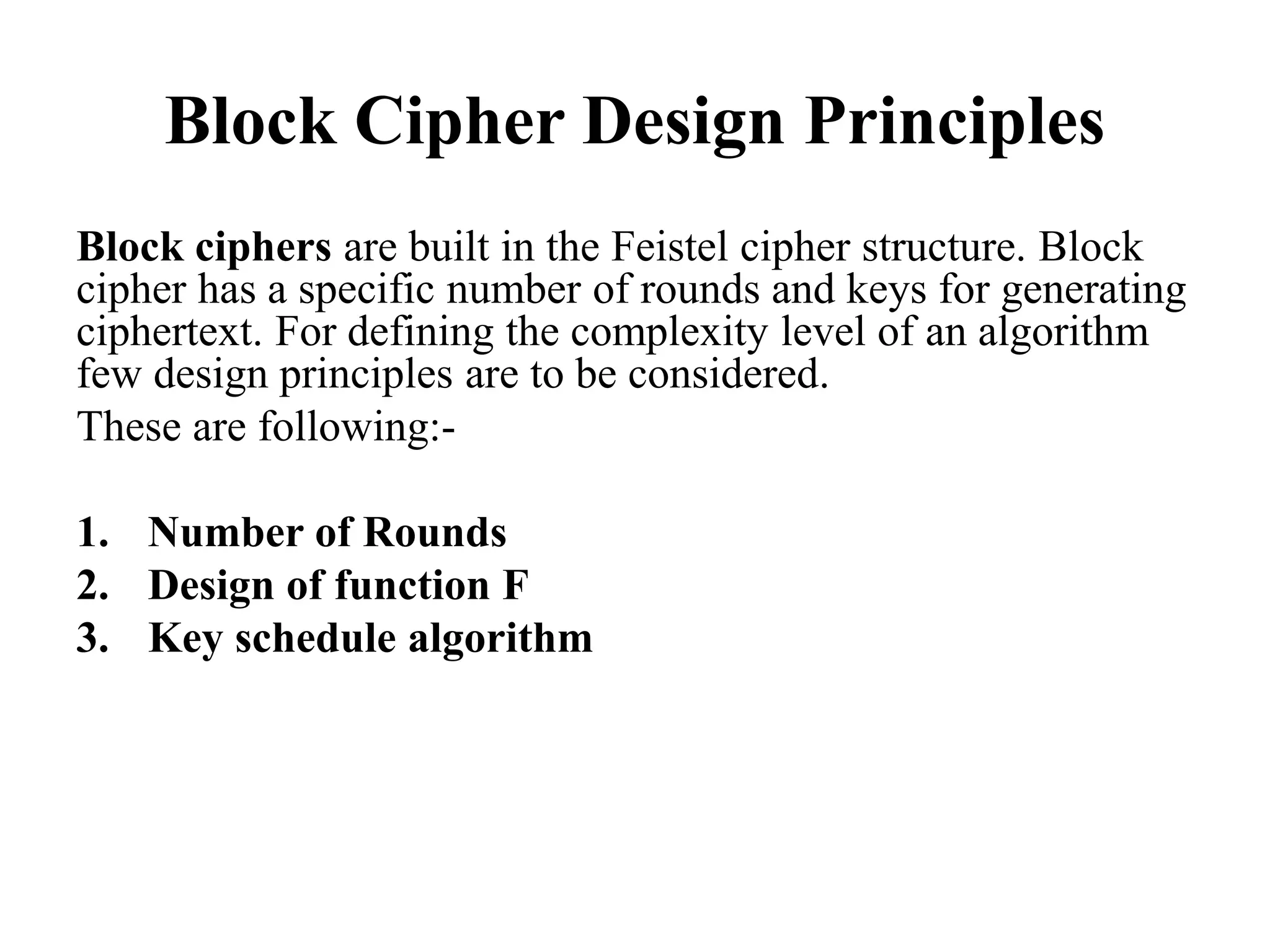 Strength of des & block cipher principle | PPT