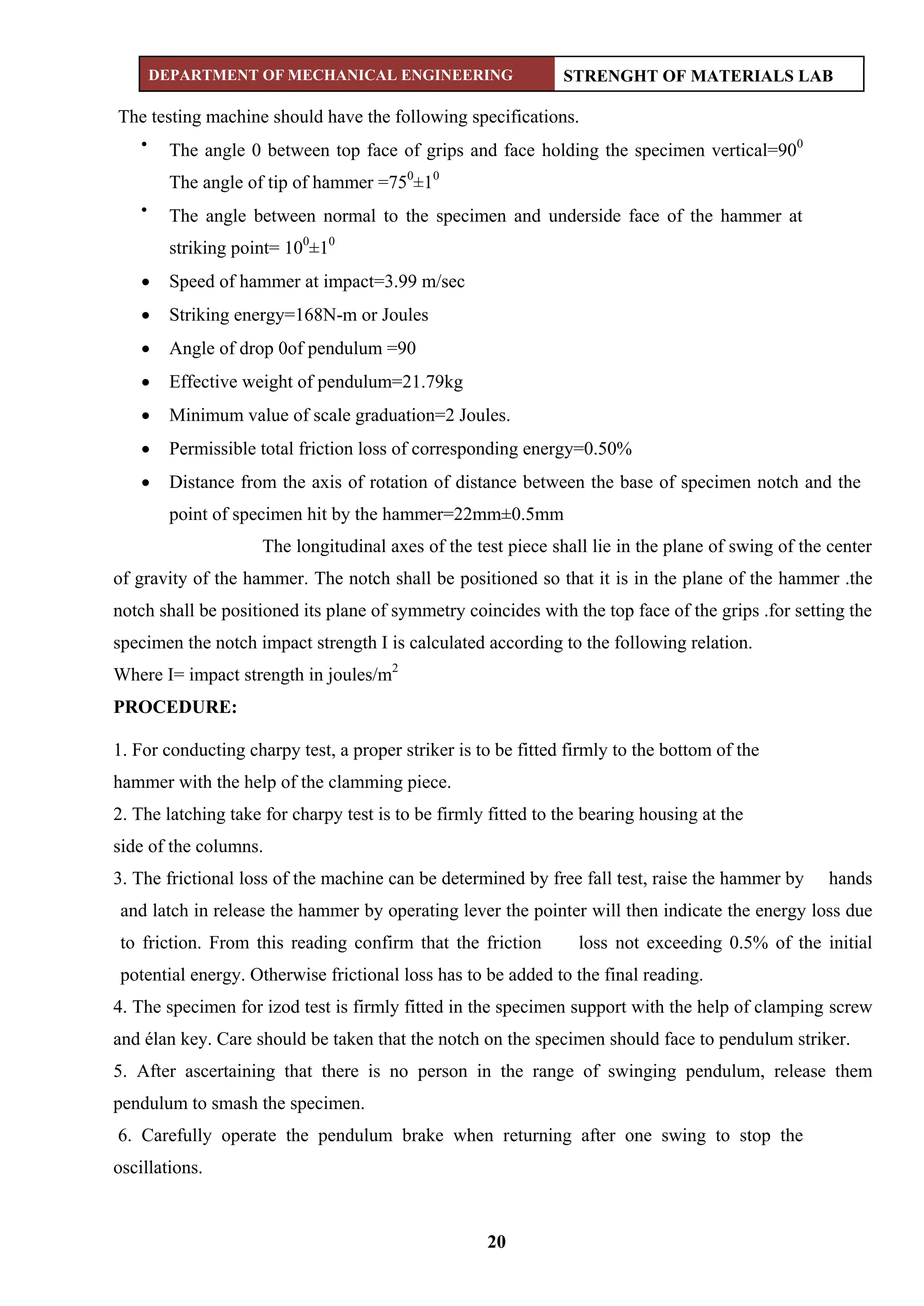 Strength of Materials Lab Manual Strength of Materials Lab ...