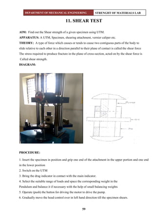 Strength of Materials Lab Manual Strength of Materials Lab ...