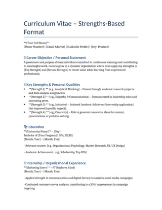 Strengths Based CV Template untuk latihan.docx