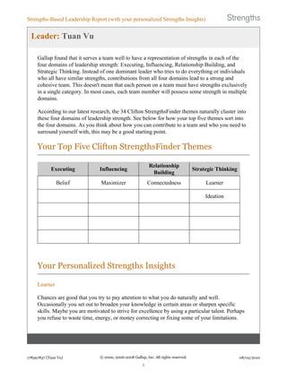 Strengths Based Leadership Report Tuan A Vu | PDF