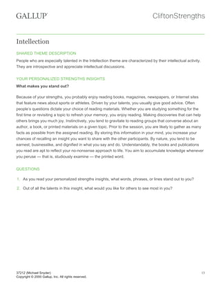 Clifton Strengths: Insight and Action Planning Guide -Top 10 Strengths ...