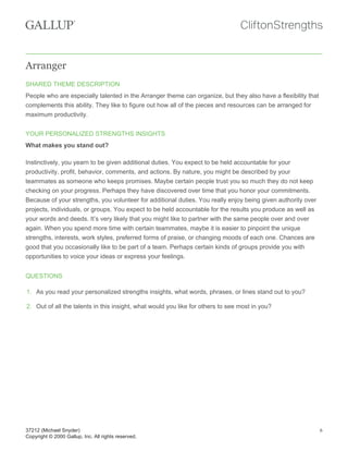 Clifton Strengths: Insight and Action Planning Guide -Top 10 Strengths ...