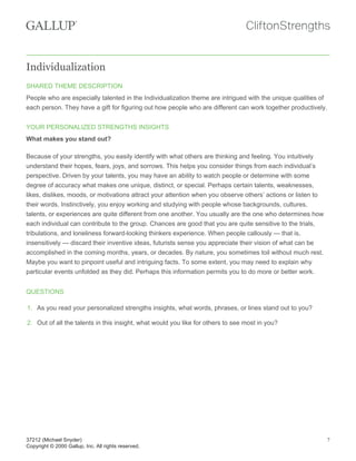 Clifton Strengths: Insight and Action Planning Guide -Top 10 Strengths ...