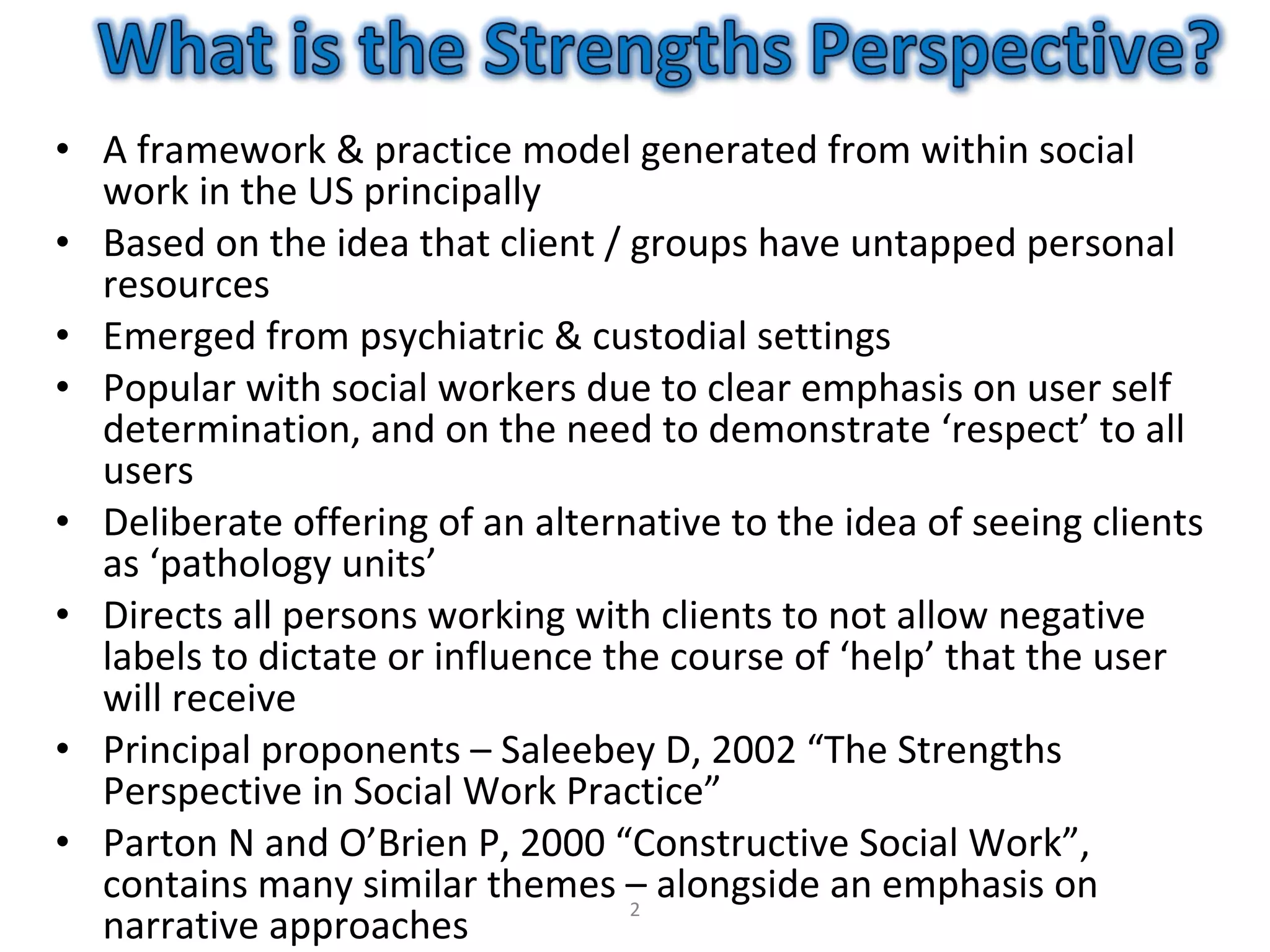 Lecture on Strengths Perspective | PPT