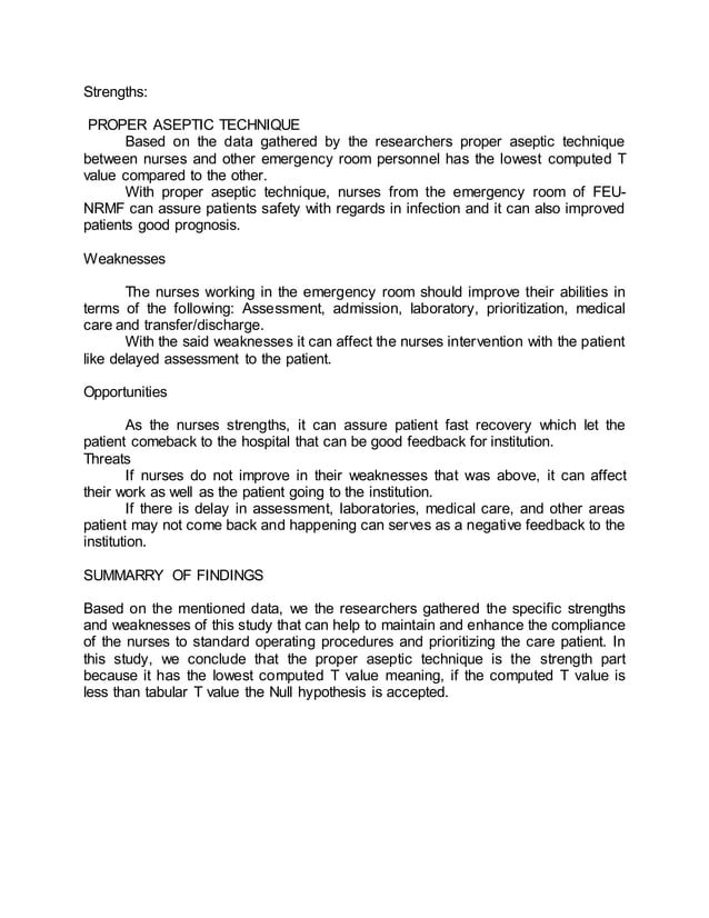 Strengths (swot) research | DOCX | First Aid | Injuries