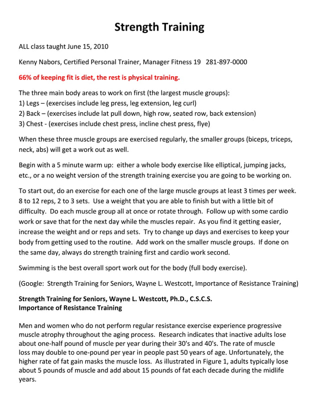 Strength Training | PDF