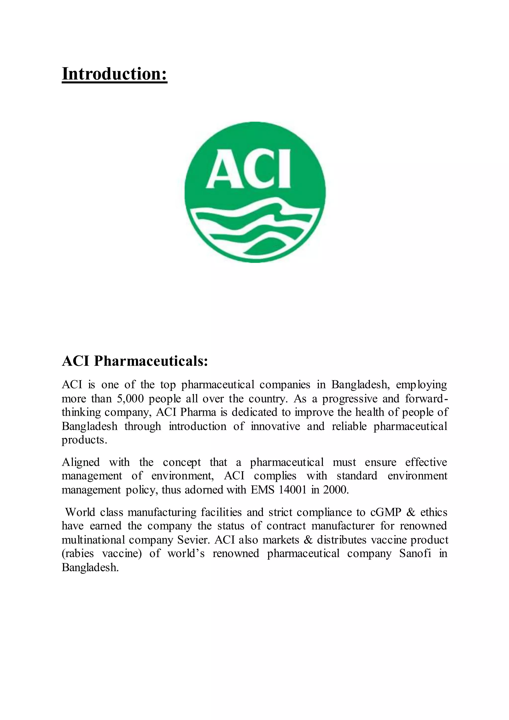 Strength weakness of aci pharmaceuticals ltd. using balanced scorecard ...