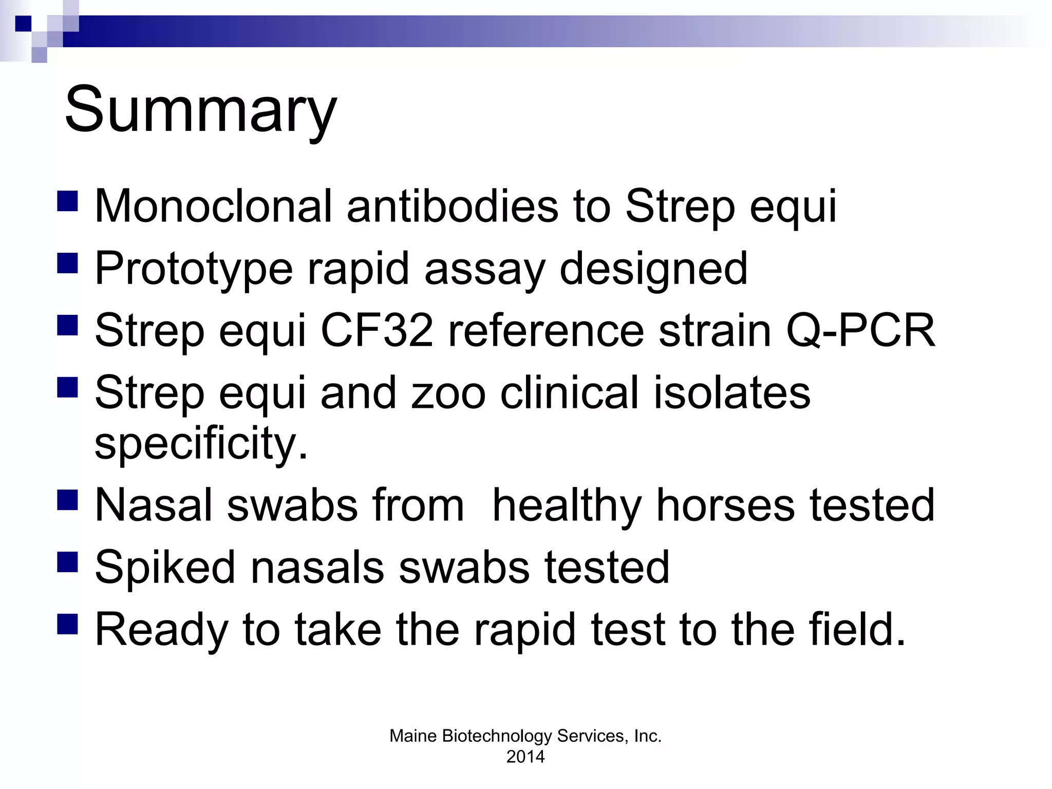 Streptococcus equi field trial data | PPT