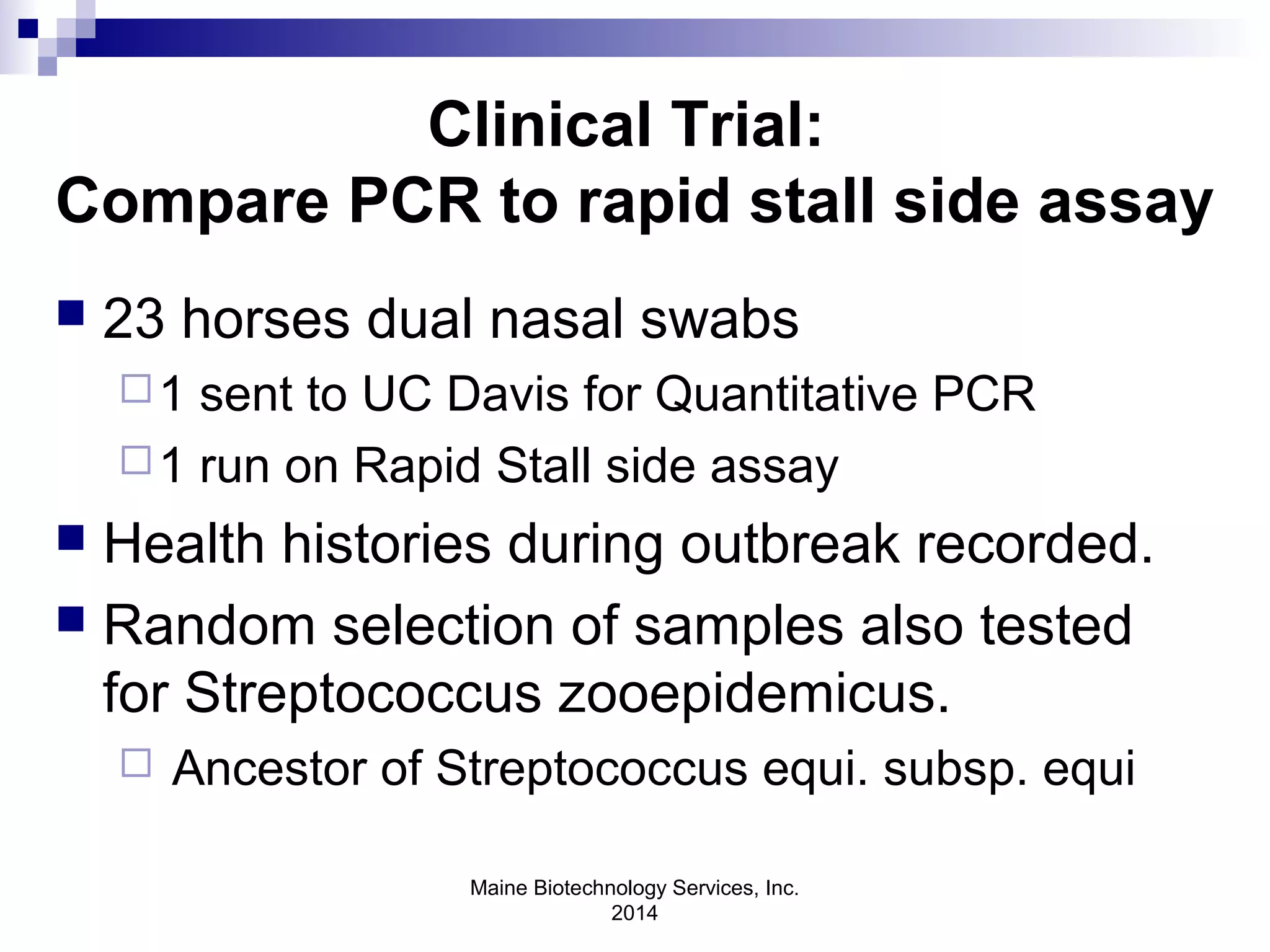 Streptococcus equi field trial data | PPT