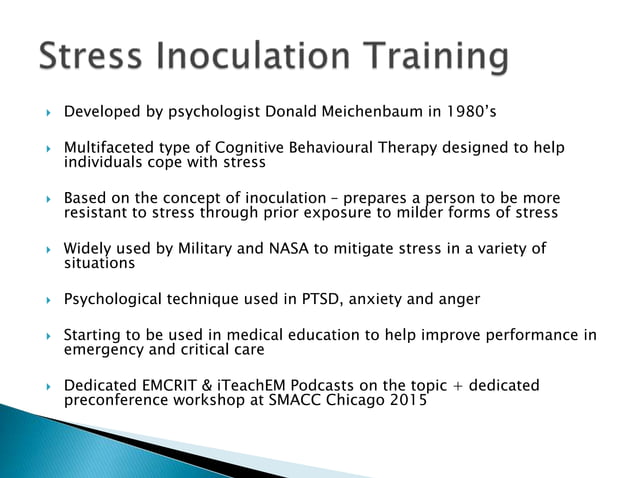 Stress innoculation training | PPTX | First Aid | Injuries