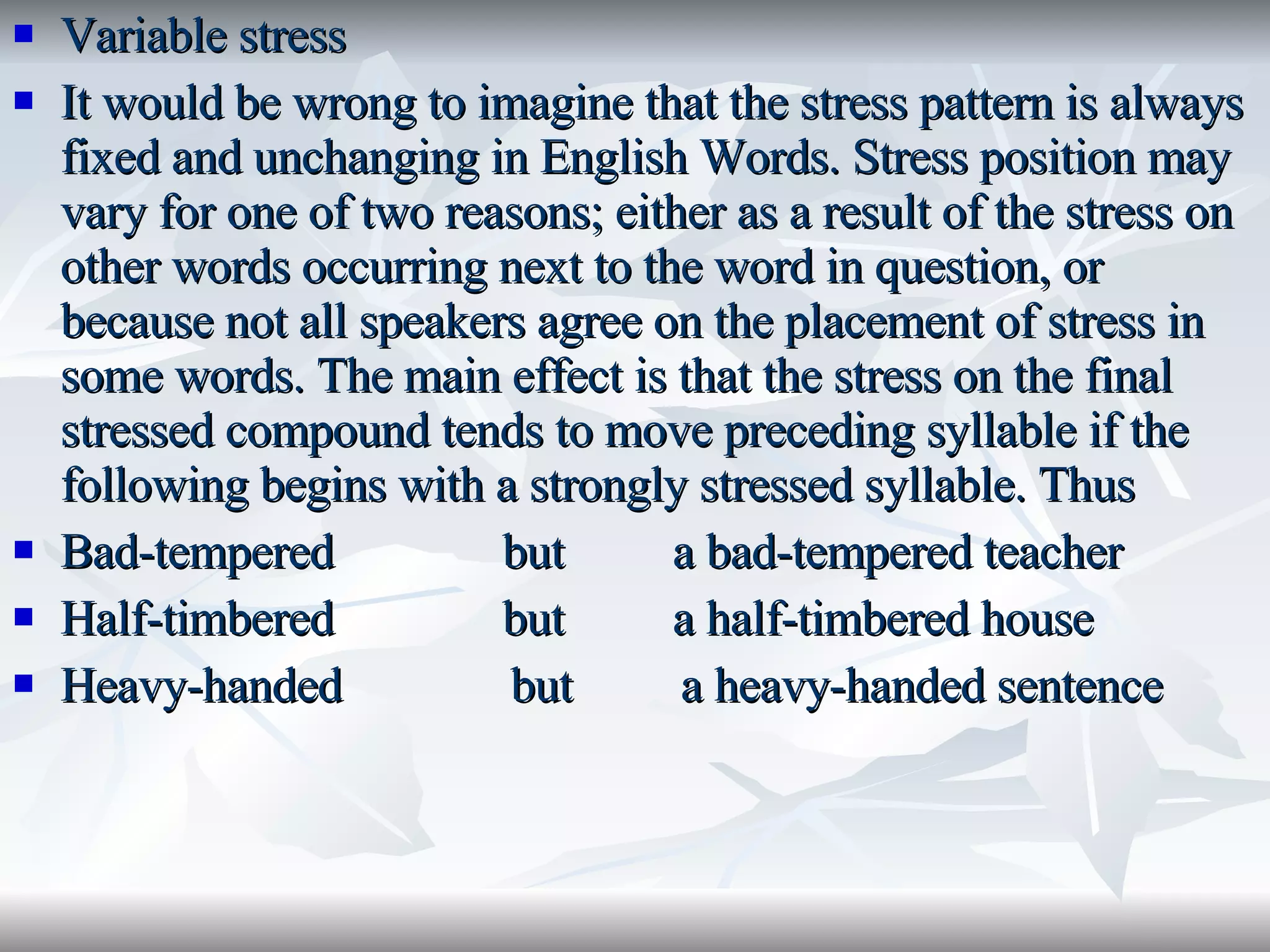 Stress Patterns In Prefixes | PPT