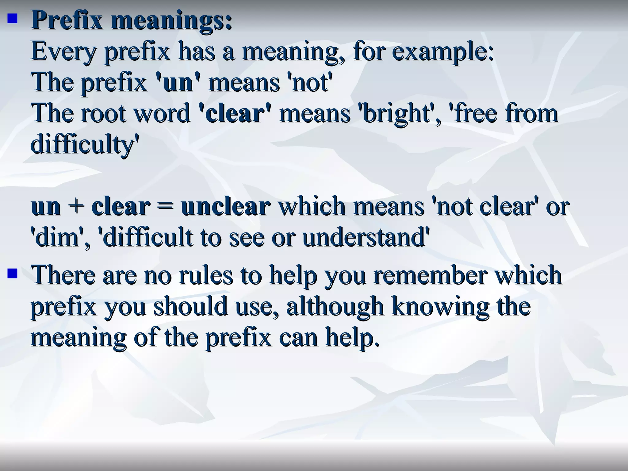 Stress Patterns In Prefixes | PPT