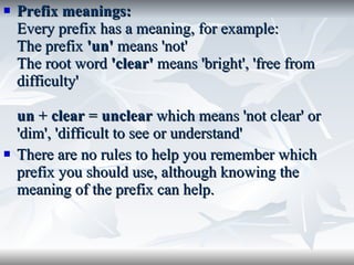 Stress Patterns In Prefixes | PPT