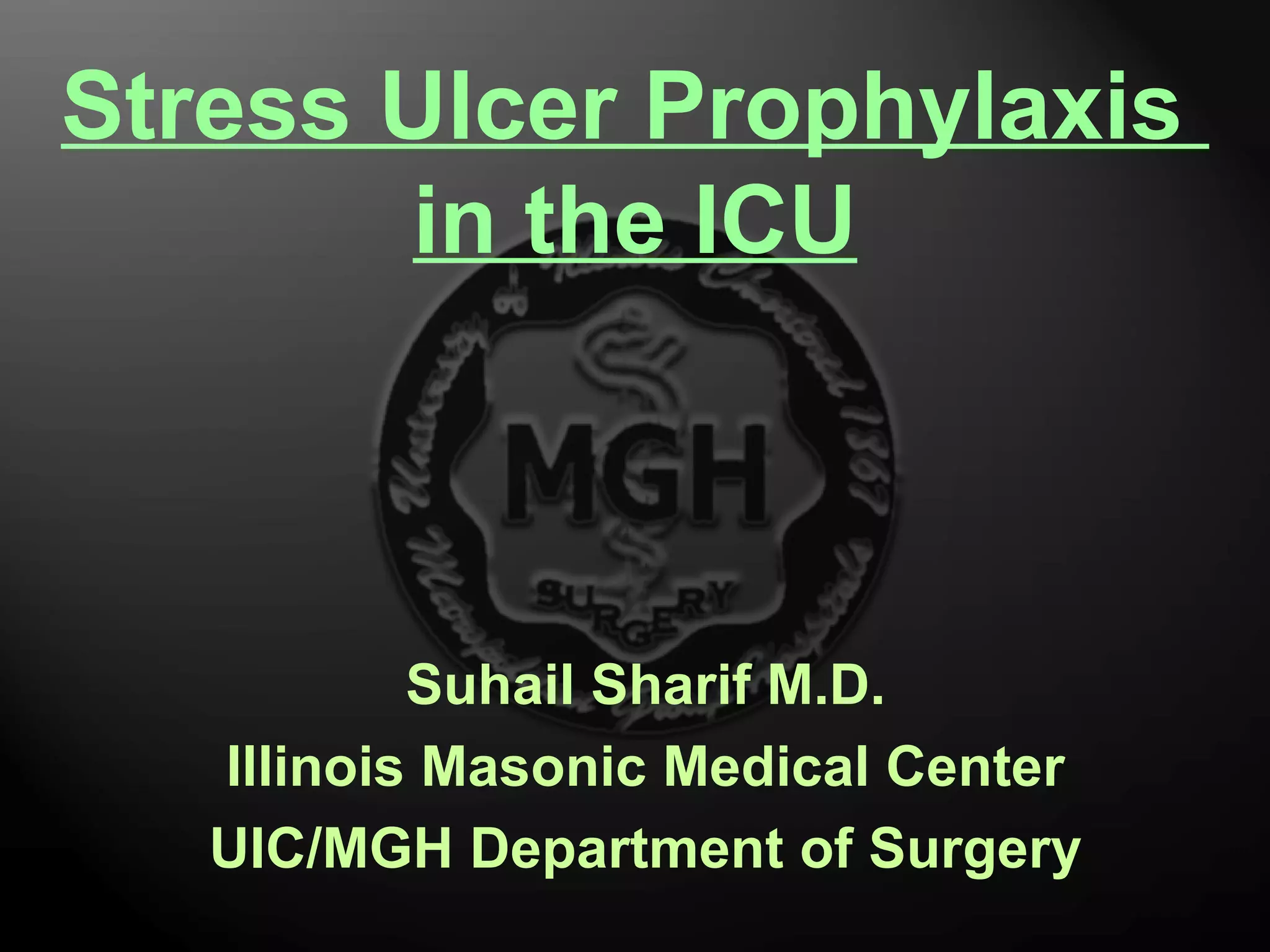 Stress Ulcer Prophylaxis In The Icu | PPT
