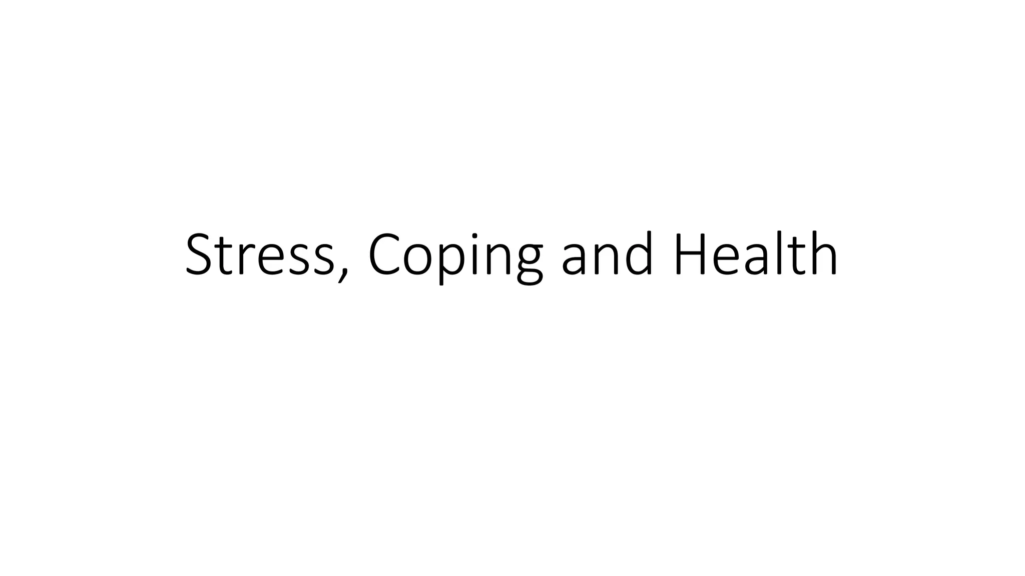 stress coping and health | PPT