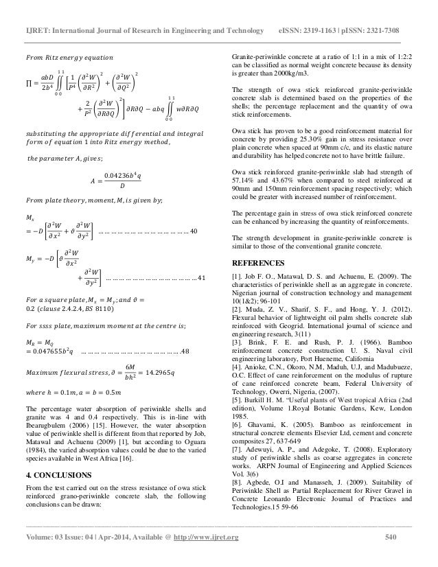 Stress analysis of stick reinforced granite periwinkle concrete slab