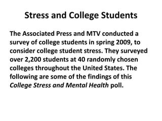 College Stress Survey Finds 85% Feel Daily Stress | PPT