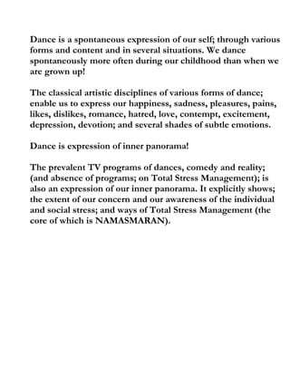 Stress and dance dr shriniwas kashalikar | PDF