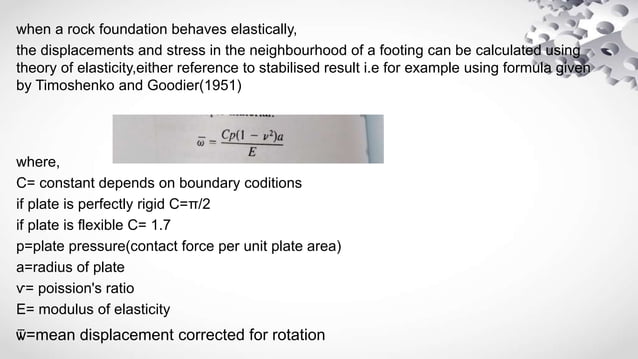 Stress and deflections in rocks under footings copy | PPT