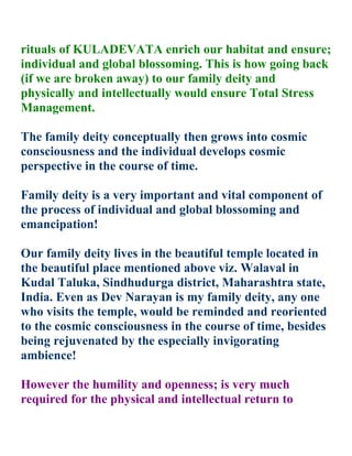 Stress and kuladevata the family deity dr. shriniwas kashalikar | DOC