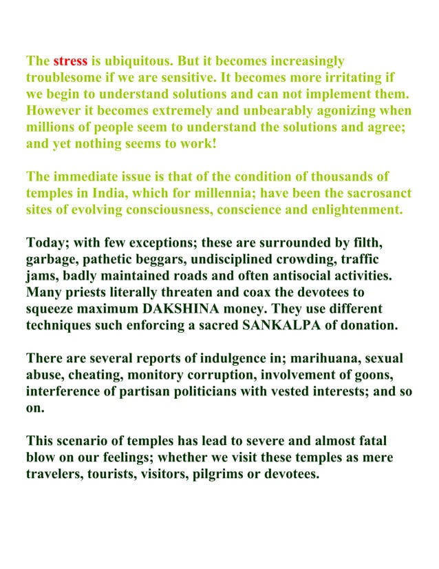 Stress and temples dr. shriniwas j. kashalikar | PDF