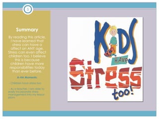 Stress and the Classroom | PPT