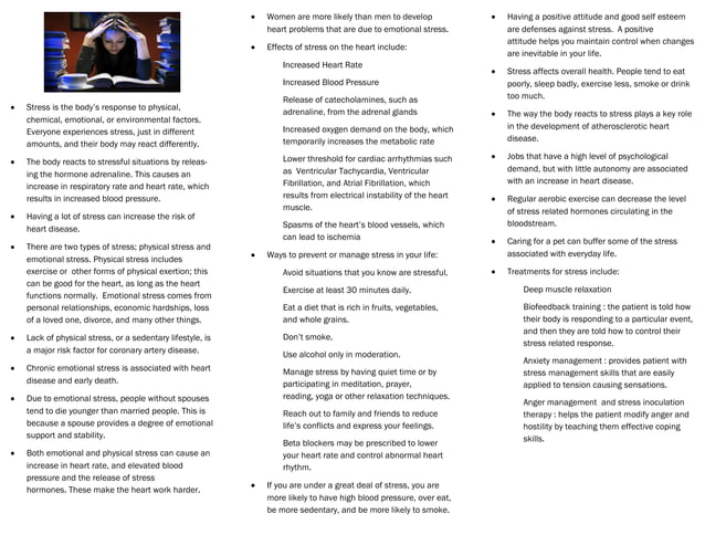 Stress and the heart pamphlet | PDF