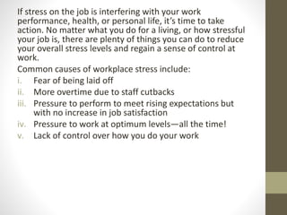 Stress at workplace | PPTX