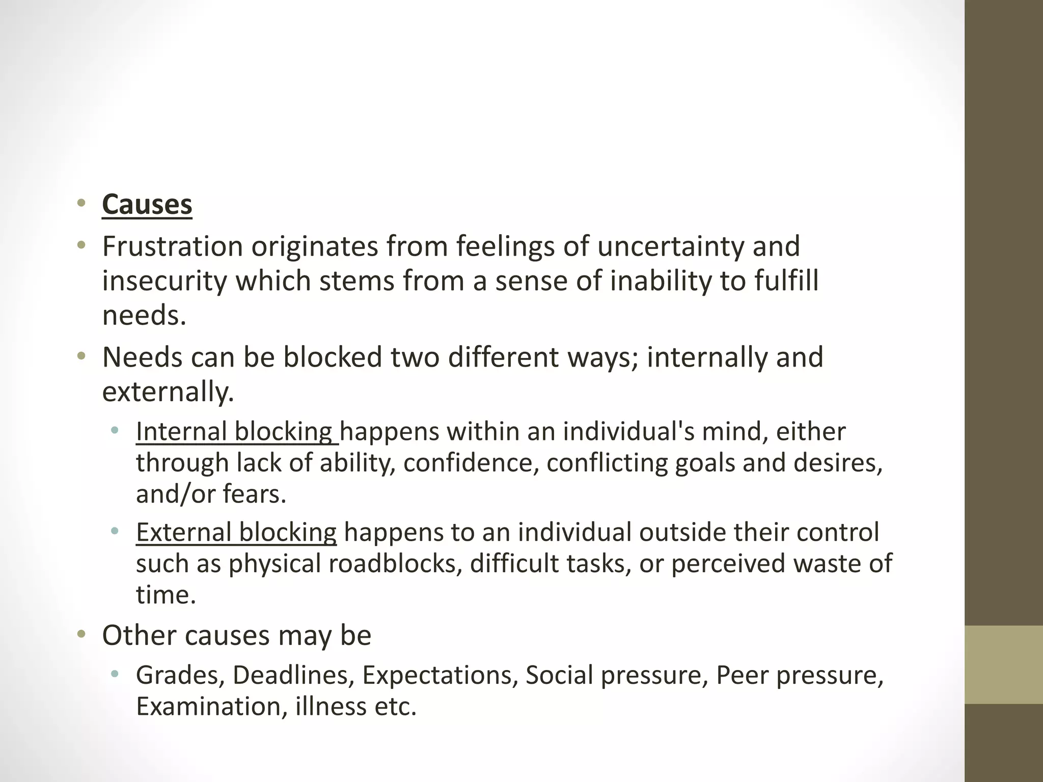 Stress, conflict and frustration in psychology | PPTX