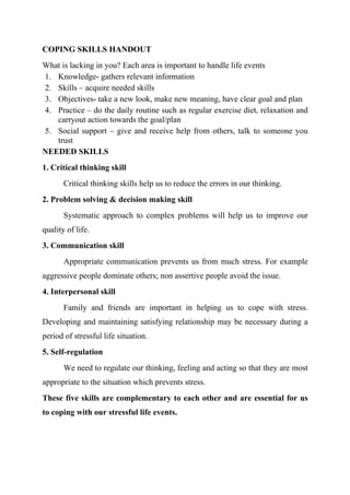 Stress coping skills training module | PDF