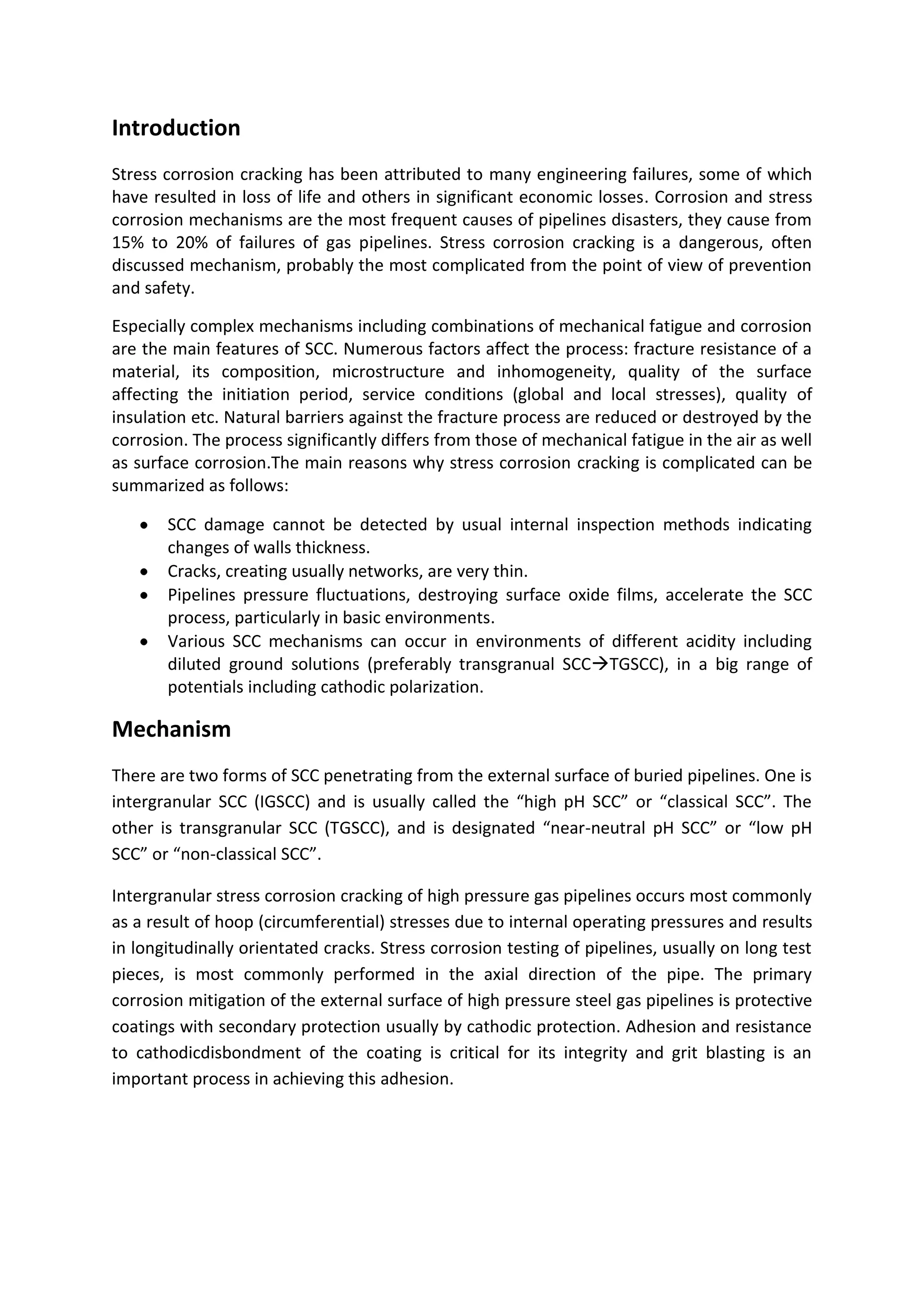 Stress corrosion cracking of pipeline steels | DOCX