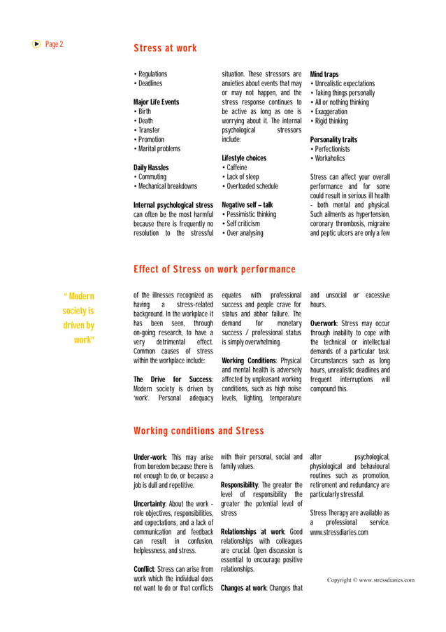 Stress diary guide 1. stressors | PDF