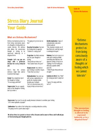 Stress diary guide 18. defense mechanisms | PDF