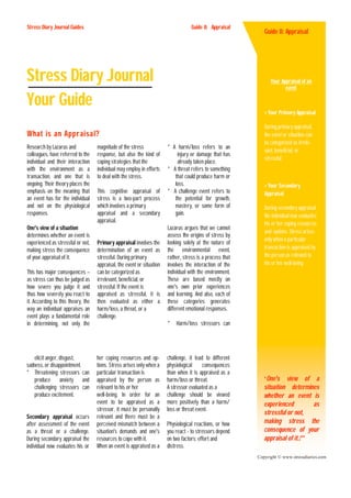 Stress diary guide 8. appraisals | PDF | Medical Health