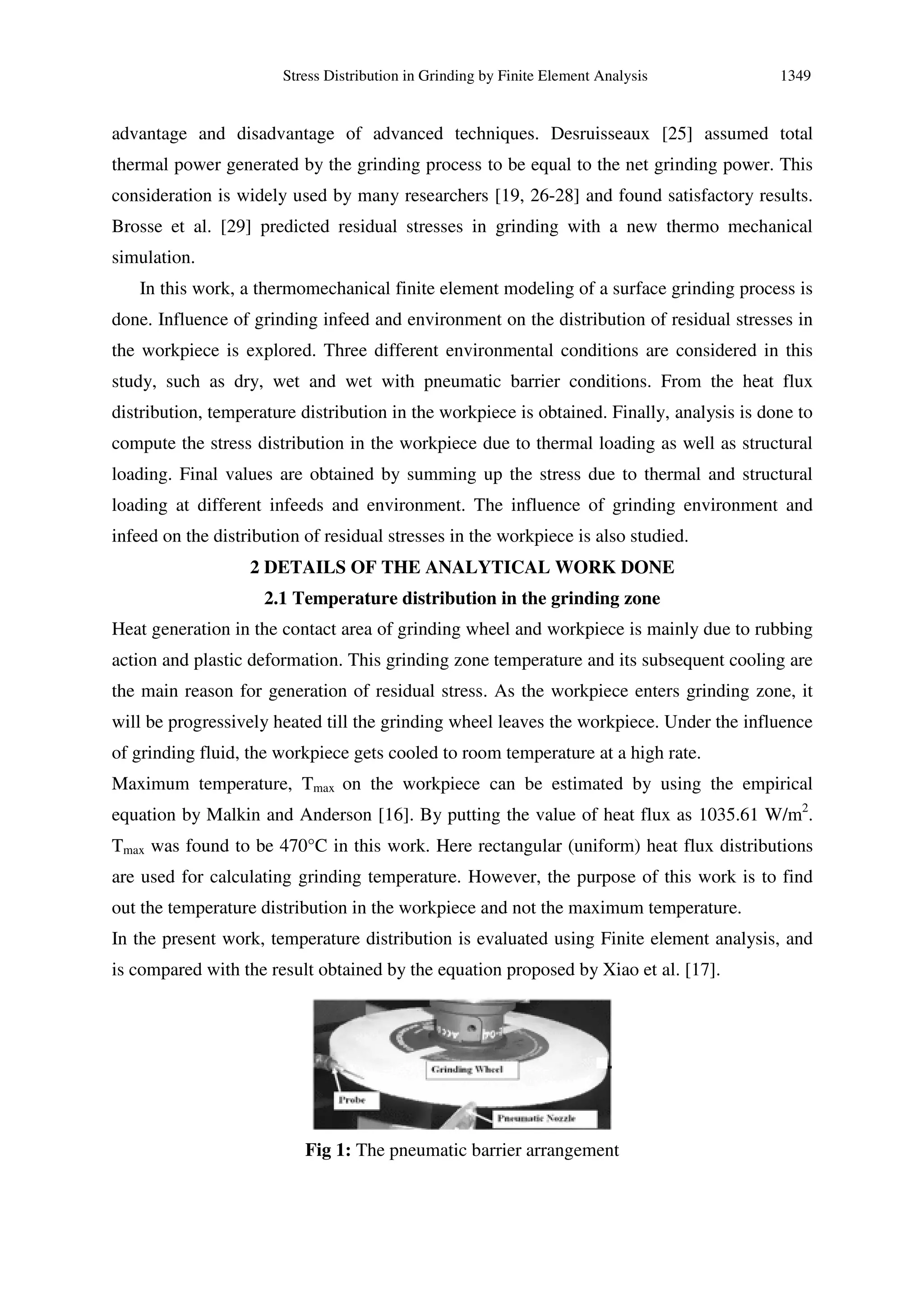 Stress distribution in grinding by finite element analysis | PDF