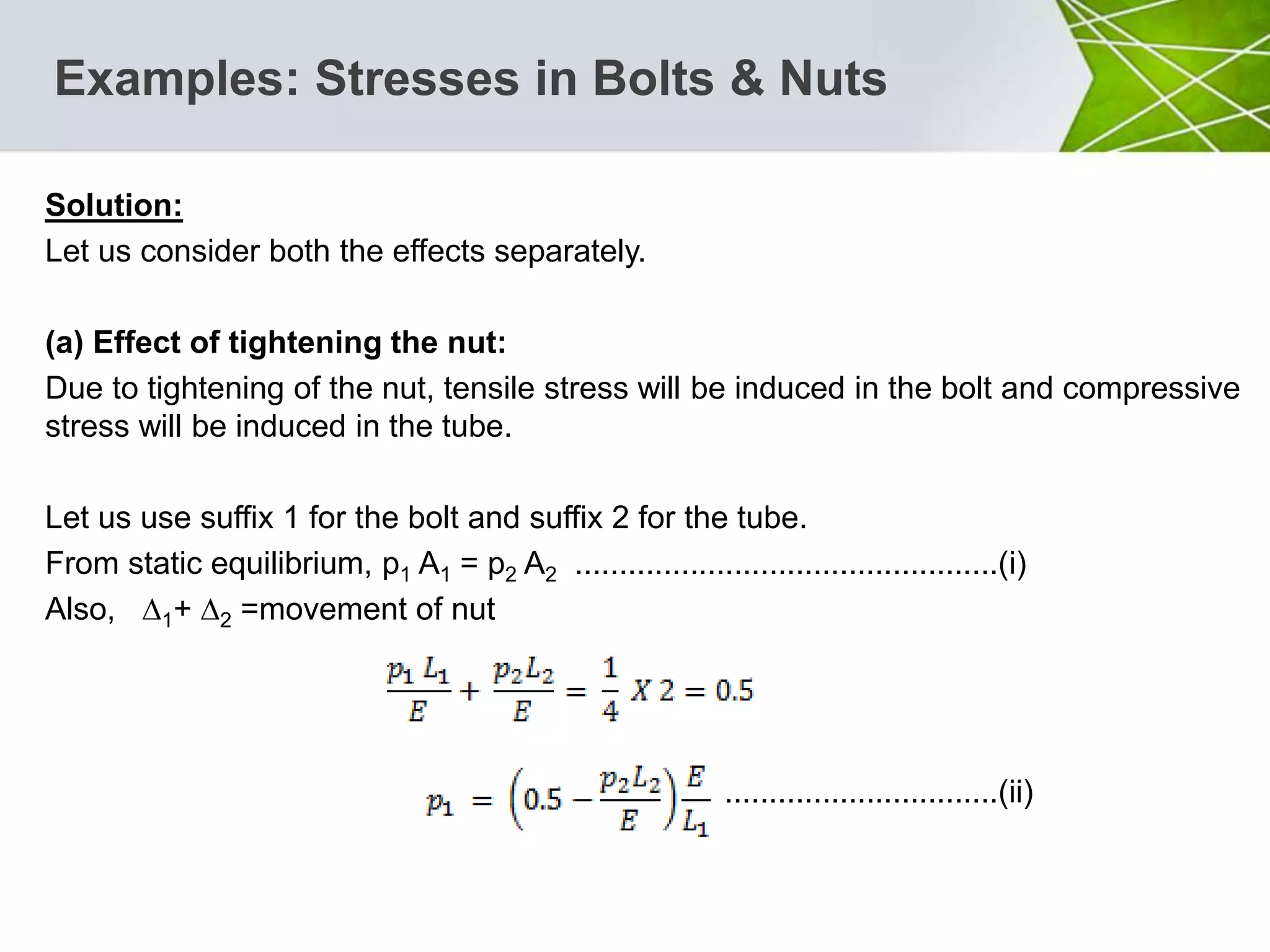 Stresses in bolts & nuts | PPTX