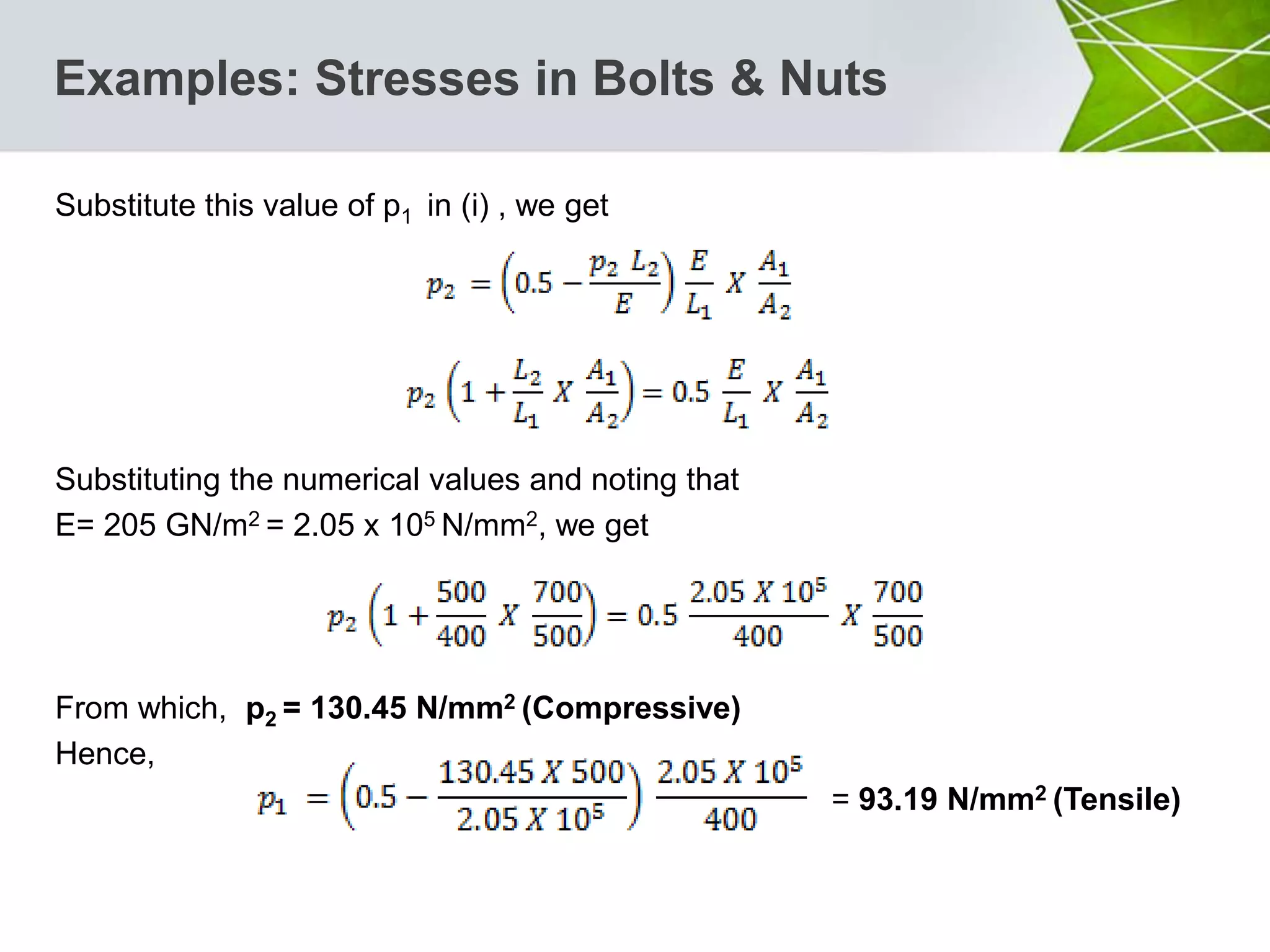 Stresses in bolts & nuts | PPTX