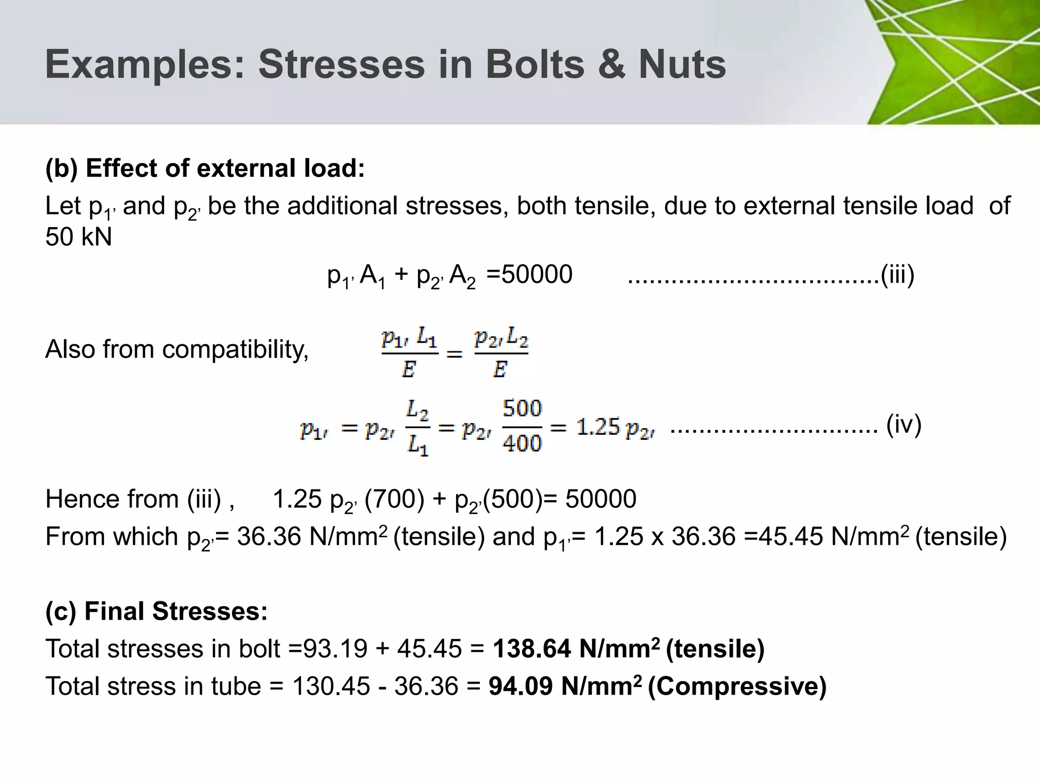 Stresses in bolts & nuts | PPTX