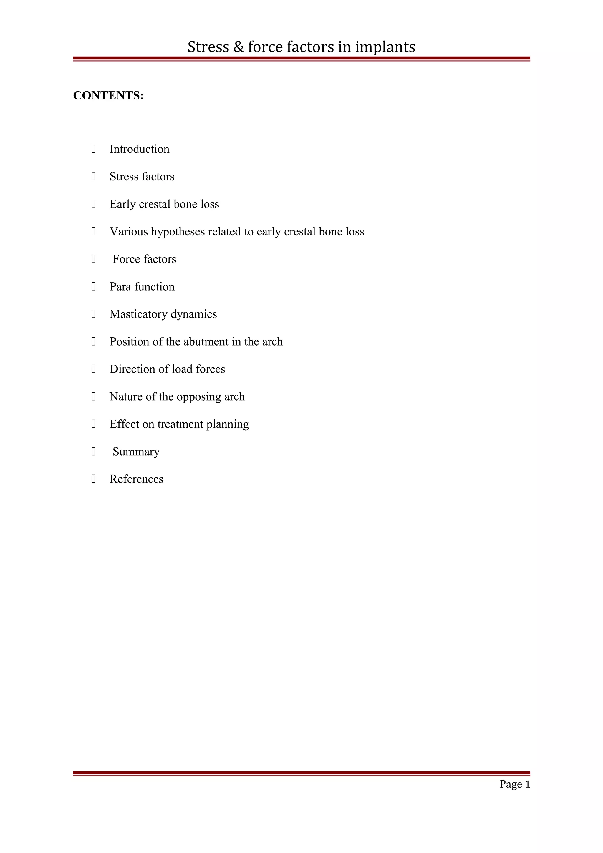 Stress & force factors in implants /certified fixed orthodontic courses ...