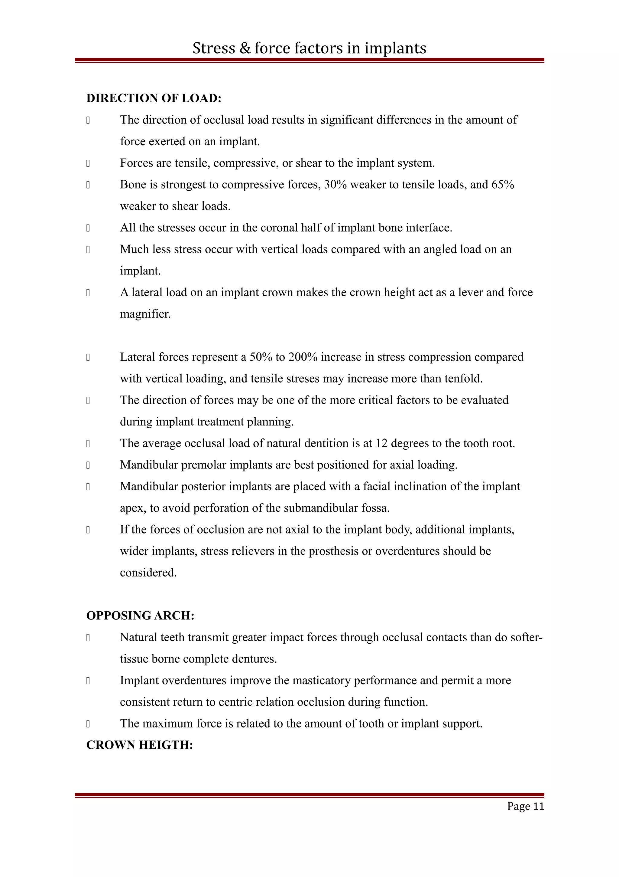 Stress & force factors in implants /certified fixed orthodontic courses ...
